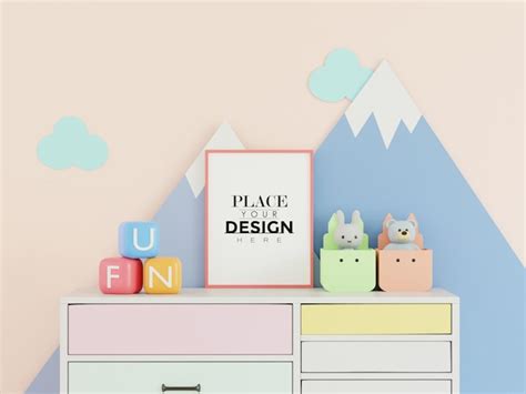 아이 방 Psd 이랑에서 포스터 프레임 프리미엄 Psd 파일