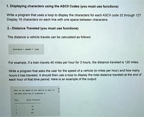 1 Displaying Characters Using The Ascii Codes You Must Use Functions