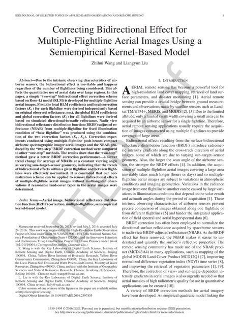 Pdf Correcting Bidirectional Effect For Multiple Flightline Aerial Images Using A