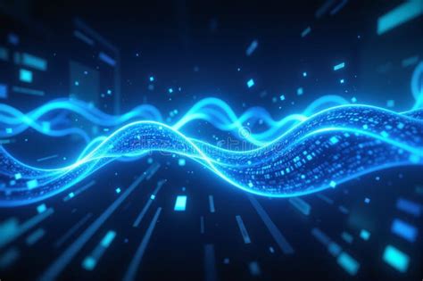 A Dynamic Flow Of Neon Blue Binary Code In A High Tech Environment With Abstract Light Streaks