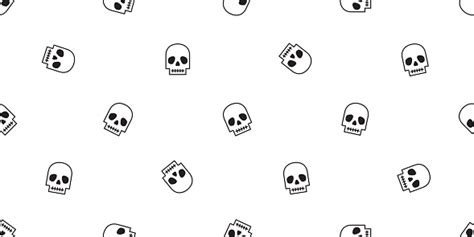 두개골 할로윈 원활한 패턴 벡터 해적 기호 뼈 유령 반복 벽지 스카프 고립 타일 배경 만화 낙서 일러스트 디자인 검은색에 대한 스톡 벡터 아트 및 기타 이미지 Istock
