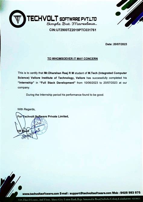 Fullstackdevelopment Internshipcompleted Techvoltsoftware