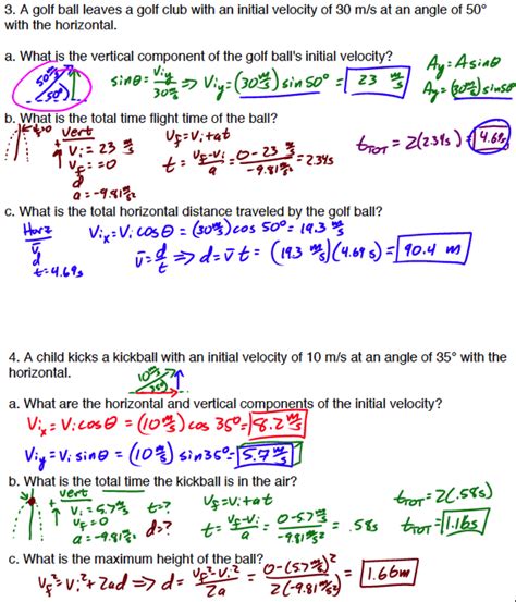 Angled Projectiles Solutions Regents Physics