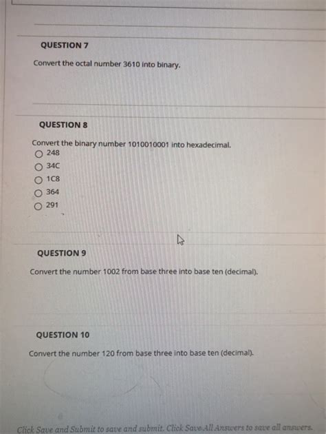 Solved Question 7 Convert The Octal Number 3610 Into Binary
