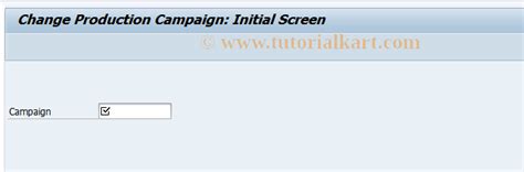 PCA SAP Tcode Change Production Camp Initial Screen