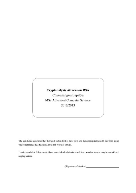 Pdf Cryptanalysis Attacks On Rsa