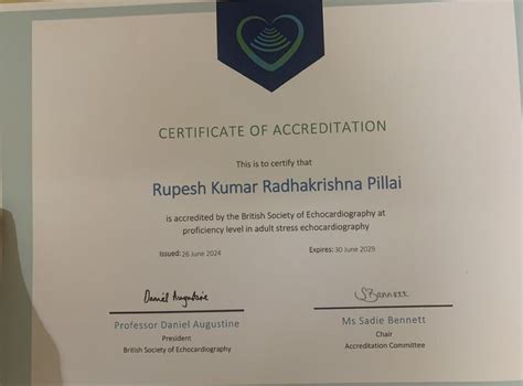 I Am Excited To Share That I Achieved Bse Accreditation In Stress Echocardiogram Rupesh