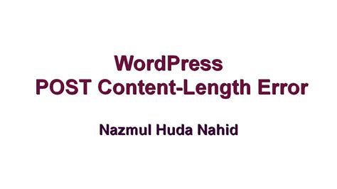 Post Content Length Error Youtube