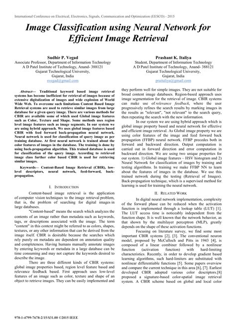 Pdf Image Classification Using Neural Network For Efficient Image Retrieval