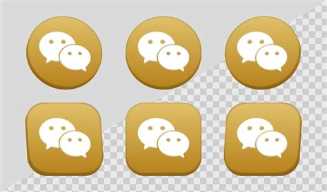 Logotipo do ícone do wechat 3d no círculo de ouro moderno e moldura