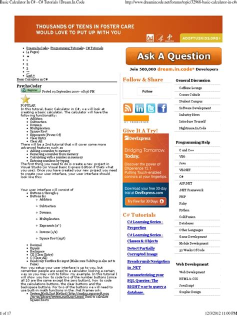 Basic Calculator In C C Tutorials Dream Pdf C Programming