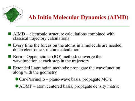 PPT Exploring Potential Energy Surfaces Using Ab Initio Molecular Dynamics PowerPoint