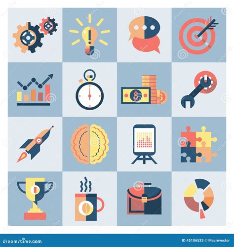 Brainstorming And Productivity Icons Signs Outline Symbols Concept
