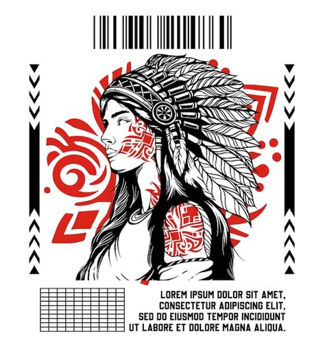 Premium Vector Apache Girl Vector Brutalism Design