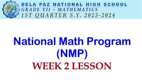National Mathematics Program Quarter One Ppt