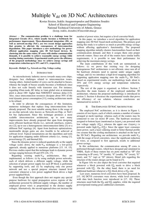 Pdf Multiple Vdd On 3d Noc Architectures