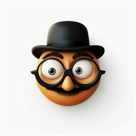 Cara Con Monóculo Emoji En Blanco Antecedentes Alto 30687204 Foto De