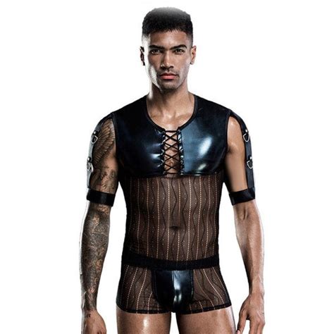 Sexy Splice Tops Shorts Patent Leather Mesh 2 Wendith