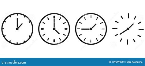 Vector Time And Clock Icons Set Stock Vector Illustration Of Outline