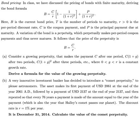 Solved Bond Pricing In Class We Have Discussed The Pricing Chegg Com