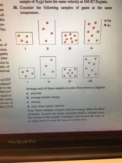 Solved Consider The Following Samples Of Gases At The Same