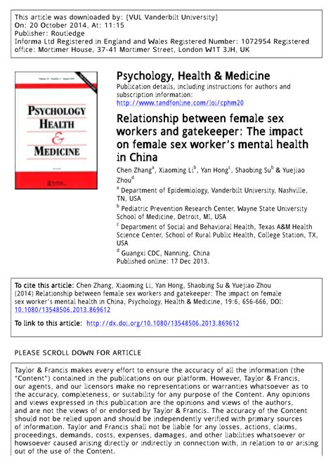 Pdf Exploring Relationship Between Female Sex Workers And Gatekeepers