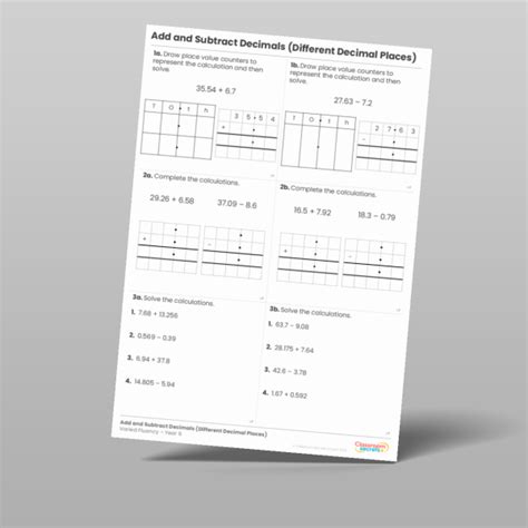 Add And Subtract Decimals Different Decimal Places Varied Fluency Resource Classroom Secrets