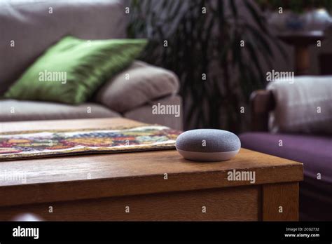 Smart Speaker In Home Interior Stock Photo Alamy