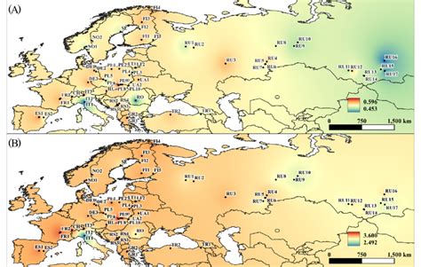 Genetic Diversity Maps Of The Analyzed Scots Pine Populations Idw