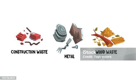 건설 폐기물 금속 및 목재 폐기물 벡터 세트가 있는 쓰레기 건설 산업에 대한 스톡 벡터 아트 및 기타 이미지 건설 산업 쓰레기 0명 Istock
