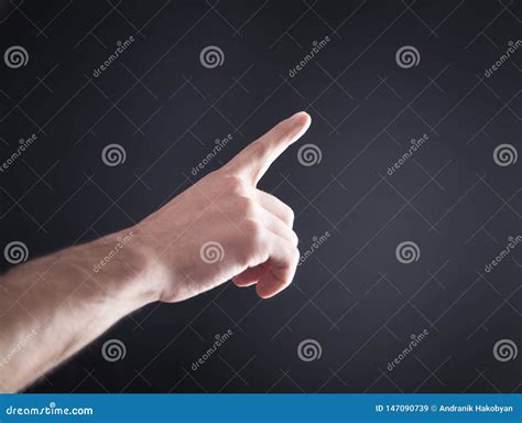 Hand Pointing Or Touching Finger In Screen Stock Image Image Of