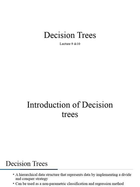 Decision Trees Lecture 9and10 Pdf Applied Mathematics Algorithms