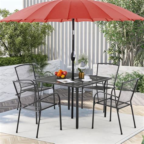 Jumpeak 39 4 Outdoor Patio Dining Table And Chairs Set For 4 Square