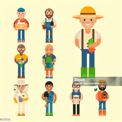 농부 캐릭터 남자 농업 사람 직업 농촌 정원사 작업자 농업 사람들이 벡터 일러스트 레이 션 남성에 대한 스톡 벡터 아트 및 기타 이미지 남성 농부 건강한 생활방식