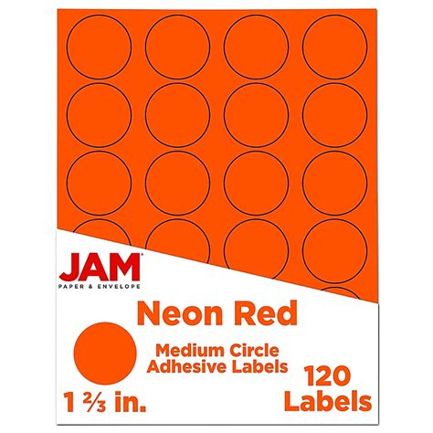 Jam Paper Round Label Sticker Seals 1 23 Diameter Neon Red 24