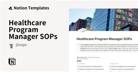 Healthcare Program Manager Sops Template By Sops Notion Marketplace