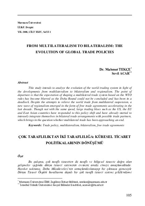 Pdf From Multi̇li̇teralism To Bilateralism The Evolution Of Global