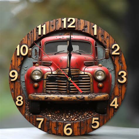 Williston Forge Vintage Red Truck Wall Clock Unique Design10 Inch