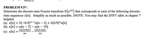 Solved W 2 PROBLEM 9 5 Determine The Discrete Time Chegg Com