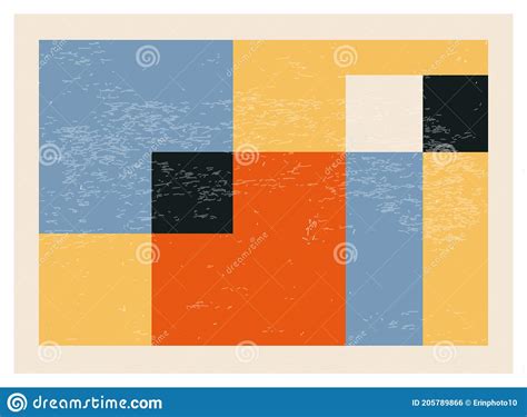 Minimalist 20s Geometric Abstract Background Design Vector Primitive Shapes Stock Vector