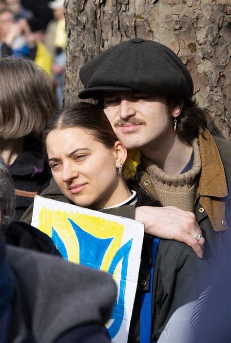 Pro Ukraine Protesters At The Russian Troops Out Demonstration In