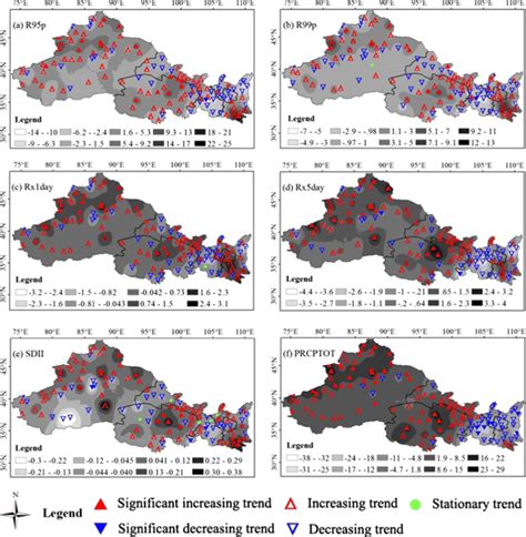 Spatial Distribution Of Trends Unit Mm Decade⁻¹ Mm Day⁻¹ For E In
