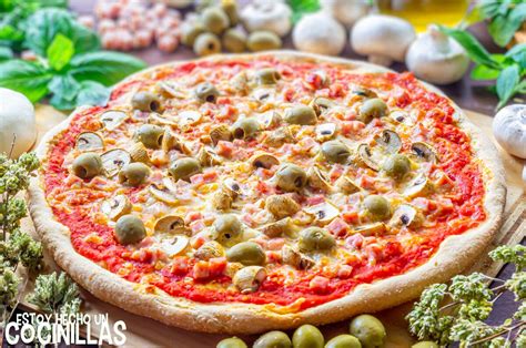 Receta De Pizza Casera De Jam N Champi Ones Y Aceitunas