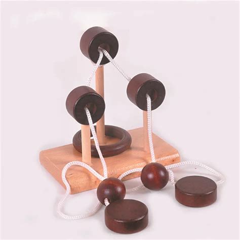 Wooden Rope Puzzle Brain Teaser Educational Development Preschool