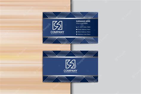 로얄 블루와 실버 럭셔리 가로 명함 서식 파일 프리미엄 벡터
