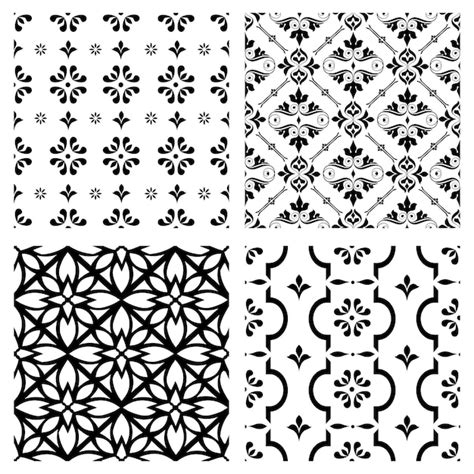 Premium Vector Silhouette Of A Geometric And Floral Black And White Pattern Seamless