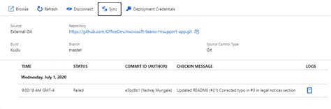 deployment of bot app hitting unhandled exception · issue 26 · officedev microsoft teams apps