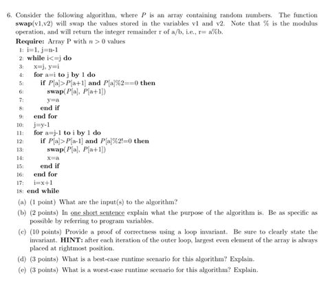 Solved 6 Consider The Following Algorithm Where P Is An
