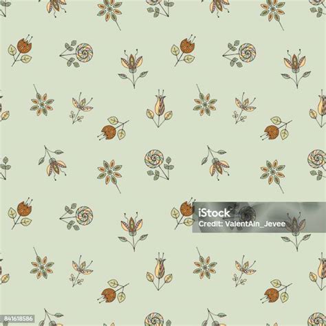 벡터 원활한 손으로 그려진된 패턴 장식 양식 유치 꽃 낙서 스타일 그래픽 그림 장식 귀여운 손 그림 낙서 만화 스케치 삽화의 시리즈 가을에 대한 스톡 벡터 아트 및 기타