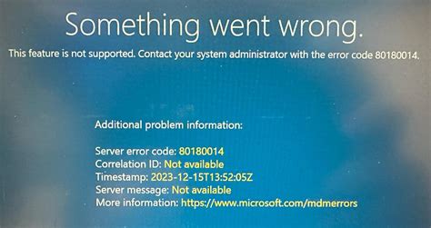 entra id intune error 80180014 enrolling windows 10 laptop server fault